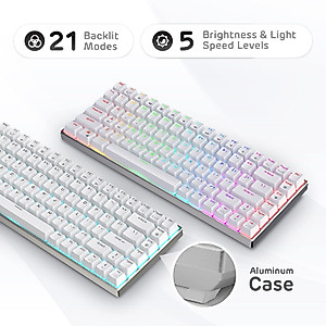 RK ROYAL KLUDGE RK84 Pro RGB 75% Triple Mode BT5.0/2.4G/USB-C Hot Swappable Mechanical Keyboard, 84 Keys Wireless Gaming Keyboard with Aluminum Frame, Tactile Brown Switch