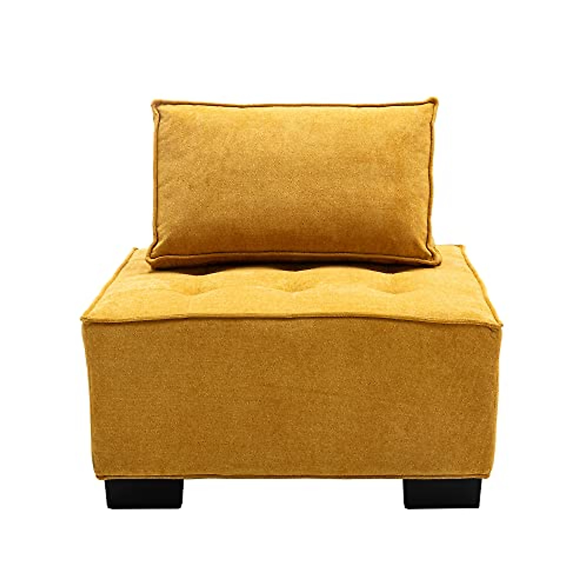 JURMALYN Square Modular Sectional Sofa Couch, Free Combination Sectional Sofa Modern Floor Single Chair with Two Removable Back Cushions Foor Tofu Sofa Small Single Couch for Bedroom and Corner Yellow