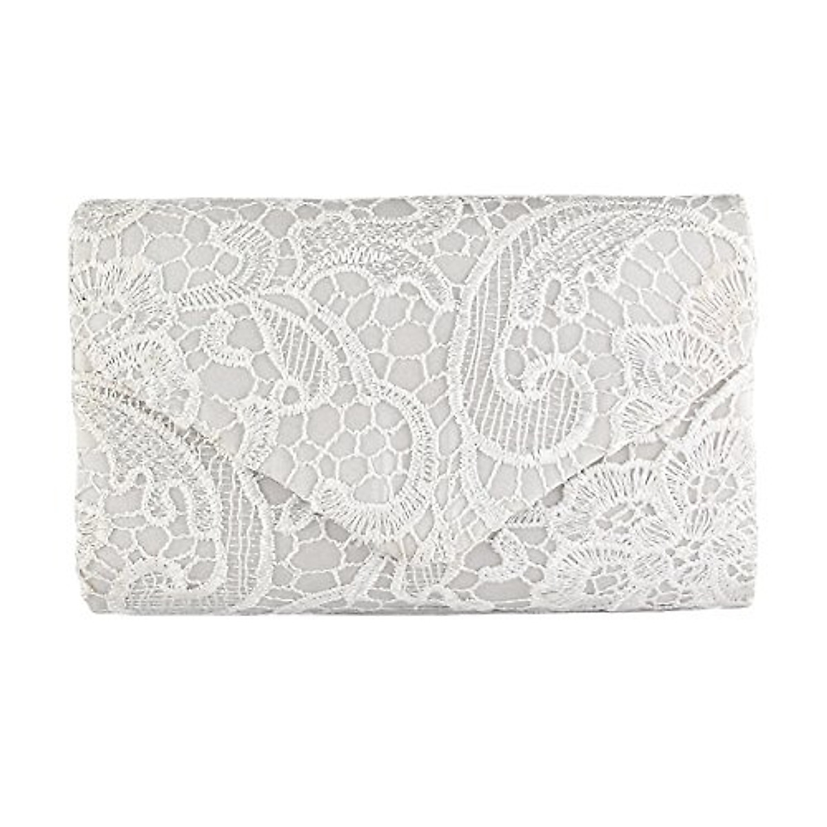 TOPCHANCES Womens Evening Clutch Ladies Floral Lace Envelope Handbags Wedding Bridal Purse Bag (White)