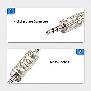 Duttek 3.5mm Male to Male Audio Adapter, Metal Silver 3 Pole 3.5mm Stereo Jack to 3.5mm Stereo Jack Adapter, 1/8 Inch Male to Male Audio Headphone Jack Coupler Connectors - 2 Pack