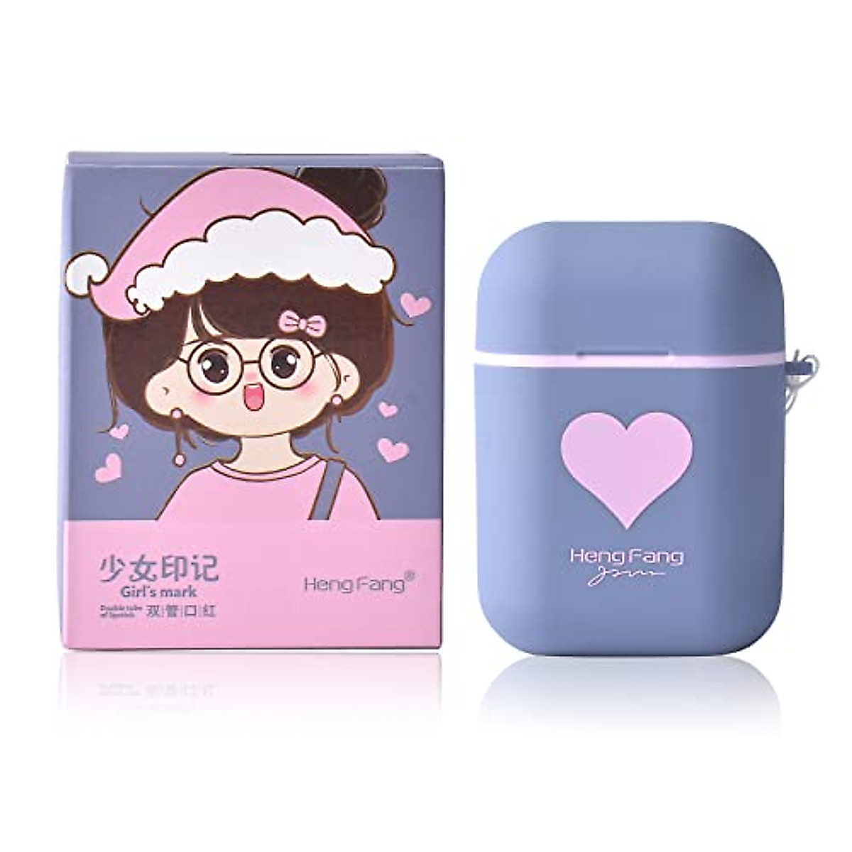 LAMUSELAND Matte Lipstick, 2Pcs/Set Waterproof Long Lasting Moisturizing Lip Stain Earphone Dual-color Lip Tint Gloss, Non-stick Cup Lip Make Up Gift Kit for Girls (Blue)