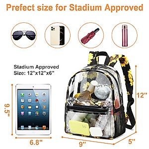 Clear Mini Backpack Stadium Approved 12x12x6 Small Transparent Backpacks Plastic See Through Bag for Work Festival Security Travel