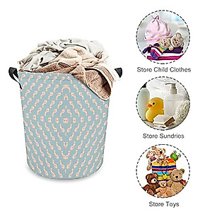 Repeating Penis Pattern Laundry Hamper Round Canvas Fabric Baskets with Handles Waterproof Collapsible Washing Bin Clothes Bag