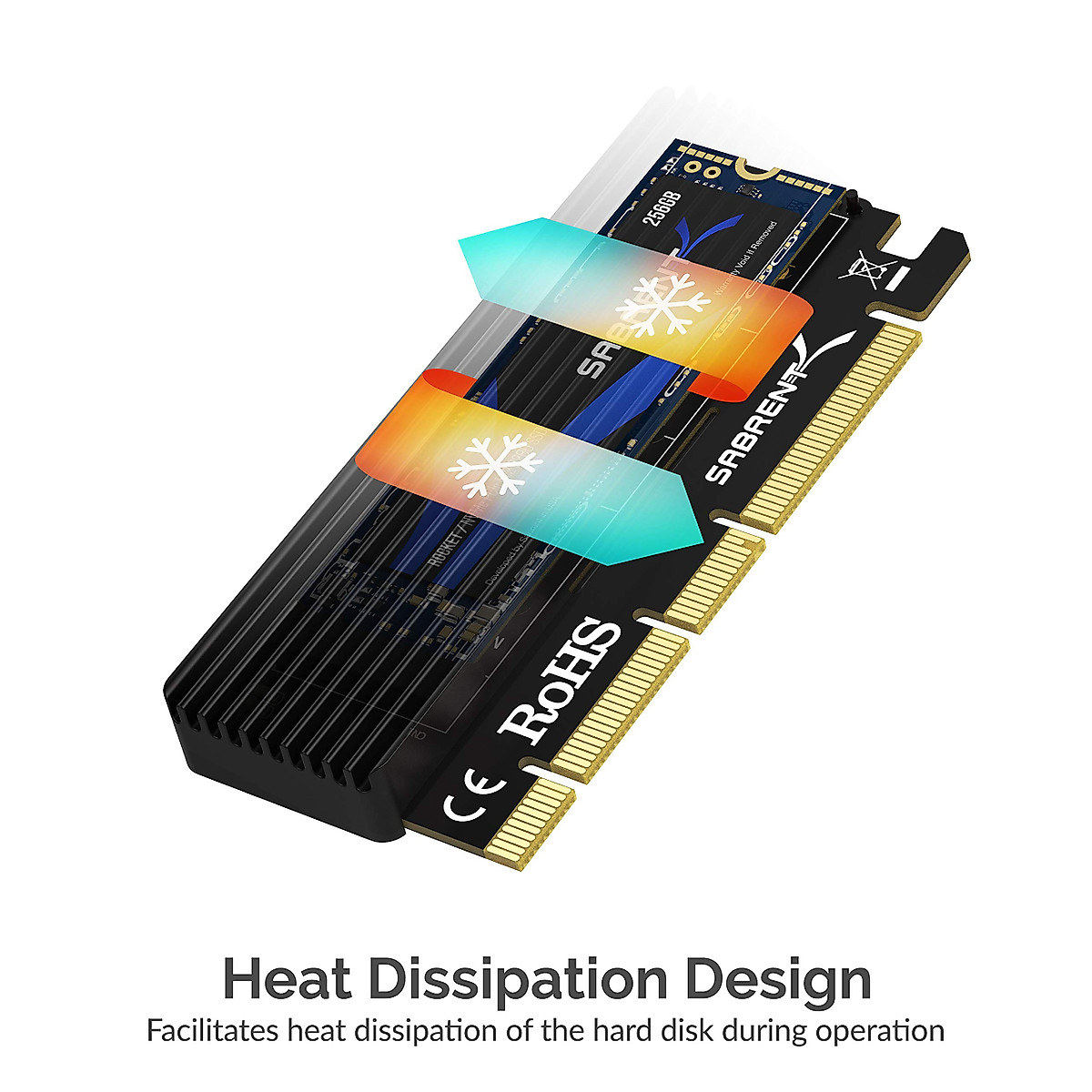 SABRENT NVMe M.2 SSD to PCIe X16/X8/X4 Card with Aluminum Heat Sink (EC-PCIE)