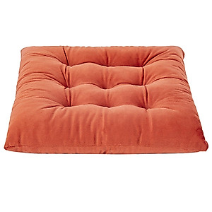 WONDER MIRACLE 4 Pack Seat Cushion/Chair Cushion Pads for Dining Chairs, Office Chair, Floor, Machine Wash & Dryer Friendly (Flannel 16"×16", Carrot)