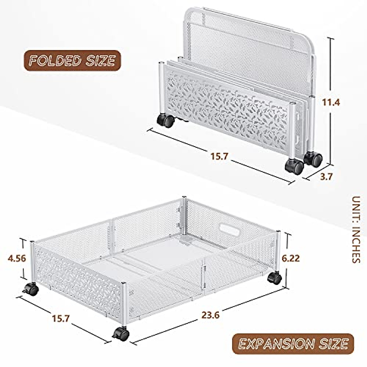 fazhongfa Under Bed Drawers for Clothes Shoes Bags Hats Toys Underbed Storage Containers, Under-Bed Storage Organizers With Wheels Rolling Included Bag