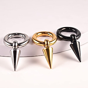 Maxbott 2PCS Cones and Circles Stainless Steel Plugs Ear Weights 6MM Ear Gauges Piercing Expander Stretchers Body Jewelry (2G(6mm), Silver)