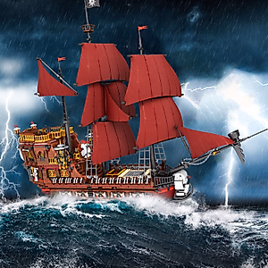 JMBricklayer Pirate Ship Model Building Sets, Red Pirate Revenge Pirate Ship Toy Construction Set, Collection or Display, Gifts for Boys Teens Adults
