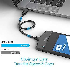 Unitek USB C Hard Drive Adapter, USB Type-C 3.1 to SATA III Hard Drive Converter Cable for 2.5 inch SATA HDD/SSD Hard Disk, Solid State Drives Connector, Support UASP