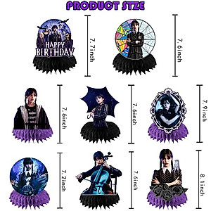 Wednesday TV Show Party Decorations, 8pcs Wednesday TV Show Honeycomb Centerpieces, Wednesday TV Show Table Decorations,3D Double Side Centerpiece for Birthday Party