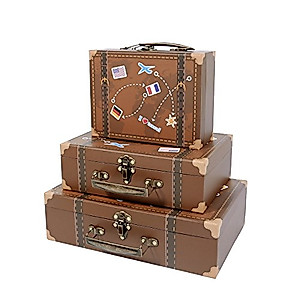 SLPR Cardboard Small Suitcase Boxes (Set of 3) | Paperboard Travel for Birthday Wedding Decoration | Largest Suitcase is 12” Length x 8” Width x 3.5” Height