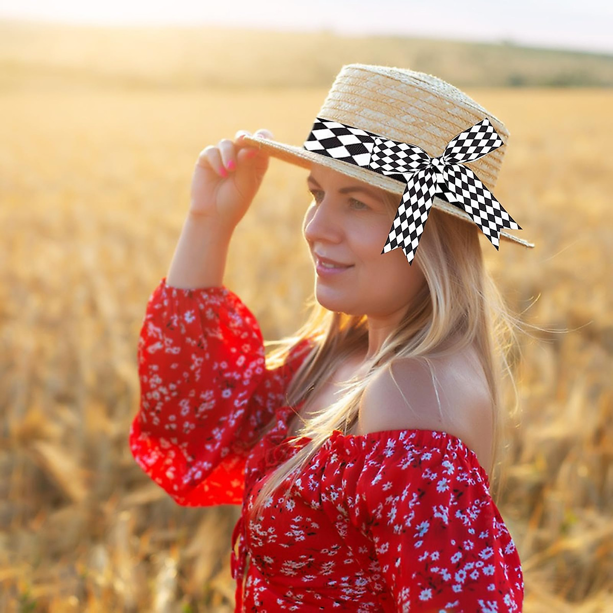3 Rolls Black White Checkered Grosgrain Ribbon,Plaid Buffalo Ribbon Gift Packaging Ribbon,Crafts Racing Car Theme Printed Checkered Ribbon, for Bow,Xmas Fall Tree Wrapping,DIY Wreath Decorations