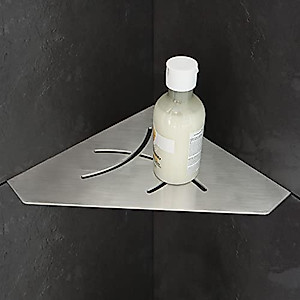 Bernkot Corner Shower Shelf 10" Brushed 304 Stainless Steel Pentagonal Corner Shelf Recessed Bathroom Shower Shelf, No Drilling