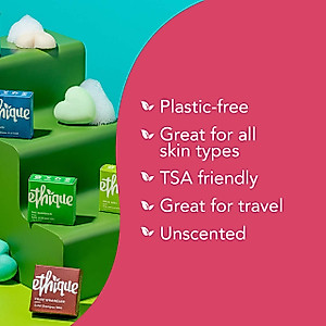 Ethique Unscented Gift Set- Face Cleanser, Body Cleanser & Deodorant, Gifts for women - Plastic-Free, Vegan, Cruelty-Free, Eco-Friendly, 3 Travel Bars, 1.59 oz (Pack of 1)