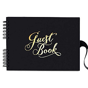 KIJETA Black Polaroid Guest Book for Wedding, Funeral, Baby Shower, Birthday, Bridal Shower, Graduation Party, 50th Anniversary - 11.5” x 8.5”, 80 Blank Pages Guestbook