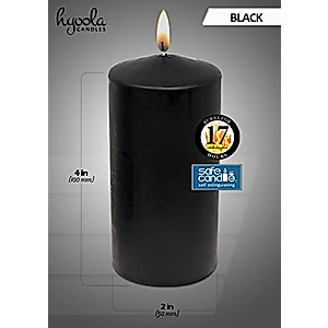 Hyoola Black Pillar Candles 2x4 Inch - 4 Pack Unscented Pillar Candles - European Made
