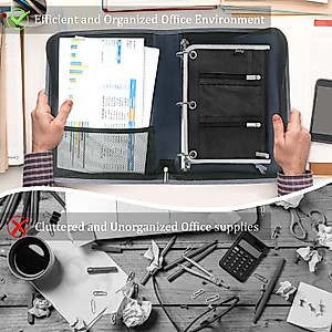 Jacng Binder Pouch for 3 Ring Binder Large Capacity Binder Pocket Black Zipper Bag Fits 3- Ring Binder Clear Window Pencil Pouch with Zipper for Office Supplies