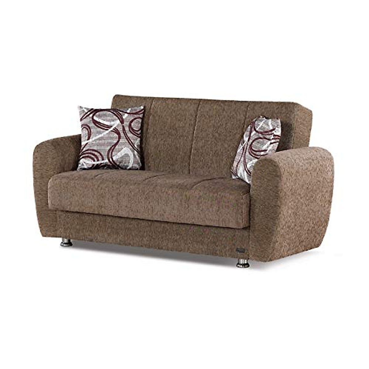 BEYAN Colorado Collection Guest Room Convertible Storage Loveseat with Storage Space, Includes 2 Pillows, Dark Brown
