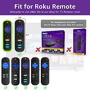 [3Pack] Roku Remote Cover Silicone Protective Sleeve Skin, Battery Cover for TCL Roku Smart TV Steaming Stick Remote, Controller Case Glow in The Dark (Green Blue Pink)