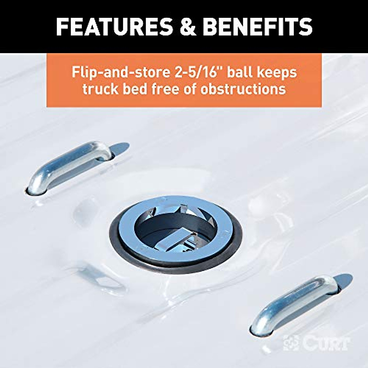 CURT 60611 Double Lock EZr Gooseneck Hitch with 2-5/16-Inch Flip-and-Store Ball, 30,000 lbs