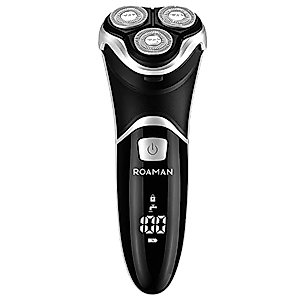 Men Electric Razor, ROAMAN Rechargeable Corded and Cordless Electric Shaver for Men with Pop-up Trimmer, Wet Dry IPX7 Waterproof LED Display 100-240v