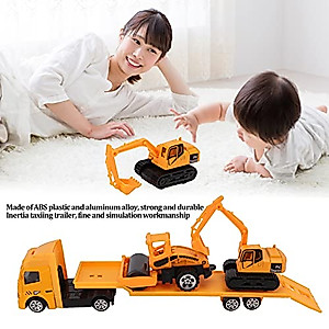 SPYMINNPOO RC Trucks Set, 4PCS Mini Alloy Construction Trucks Set 1: 64 Carrier Truck Engineering Trailer Car Toys for Over Age 3