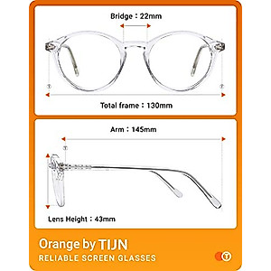 TIJN Blue Light Blocking Glasses Men Women Vintage Thick Round Rim Frame Eyeglasses