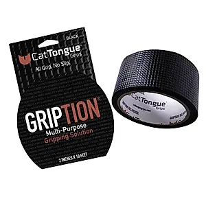 CATTONGUE GRIPS Non-Abrasive Grip Tape Heavy Duty Waterproof Anti Slip Tape for Indoor & Outdoor Use - Thousands of Grippy Uses: Home Goods, Hardware, Accessible Home and More! (Black Tape)