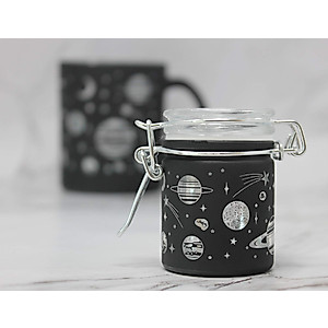 Airtight Glass Herb Stash Jar with Clamping Lid in Choice of Design (Black Frosted Galaxy)
