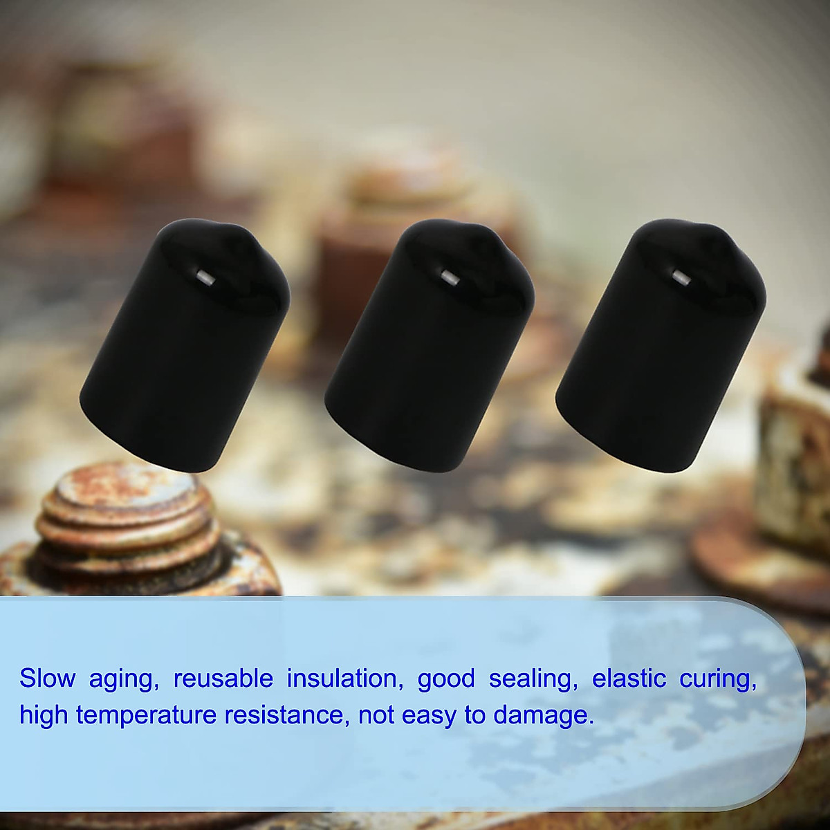 Aopin Screw Thread Protectors Rubber Round End Cap Cover 1 Inch (25mm) PVC Flexible Tubing Pipe Protective Bolt Screw Thread Protector Safety Cover | for Pipe Post Tubing Rod Cover 10 Pcs (Black)