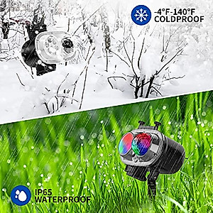 Holiday Projector Lights Outdoor, 2-in-1 LED Outdoor Projectors with Remote Control Timer, 3D Ocean Wave & Patterns Waterproof Lanscape Lights for Indoor Valentine Xmas Halloween Holiday Party