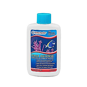 DrTim’s Aquatics First Defense for Saltwater Aquariums – Stress Relief & Immune System Support with Vitamins & Immunostimulants for Fish Tanks 4 oz.