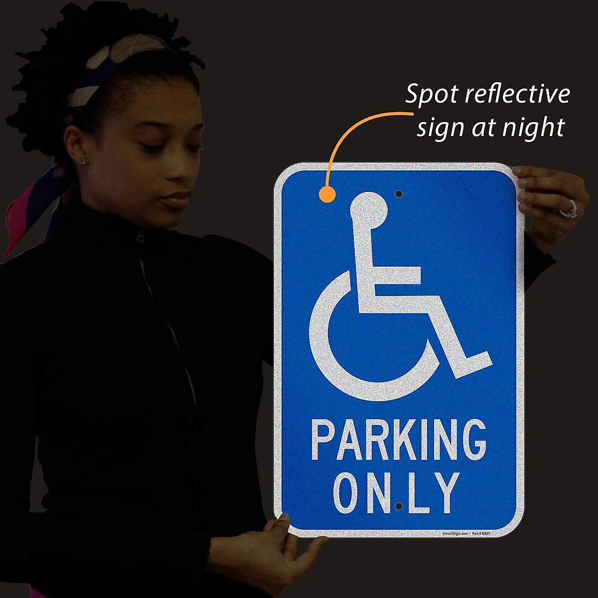 SmartSign Basics Handicap Parking Only Sign | 12" x 18" Engineer Grade Reflective ACM