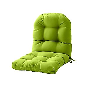 FILUXE Chair Pads, Seat/Back Patio Cushions - Waterproof Solid Tufted Pillow, Indoor/Outdoor Pads with Ties, Fade-Resistant & Seasonal All Weather Replacement (Green, 1)