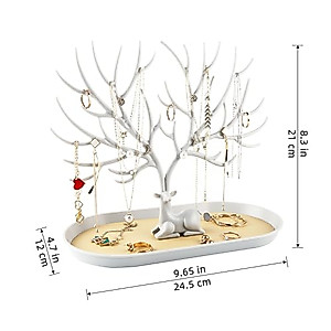 MORE&LESS Antlers Jewelry Display Stand,Tree Tower Rack Hanging Organizer for Ring Earrings Necklace Bracelet