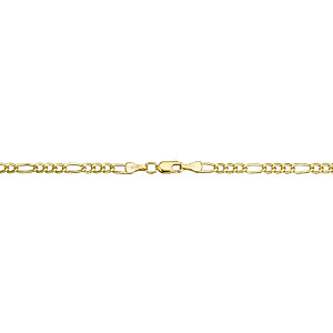 Kooljewelry 14k Yellow Gold Filled Solid Figaro Link Chain Necklace (3.3 mm, 18 inch)