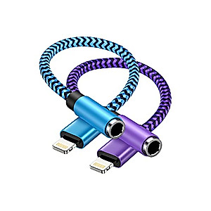 2-Pack Lightning to 3.5mm Aux Adapter, Headphone Adapter for Aux Cord [Apple MFI Certified] 3.5mm Jack Aux Audio Adapter Dongle for iPhone 14 13 12 11 Pro Max Plus Mini XR XS 8 iPad iPod