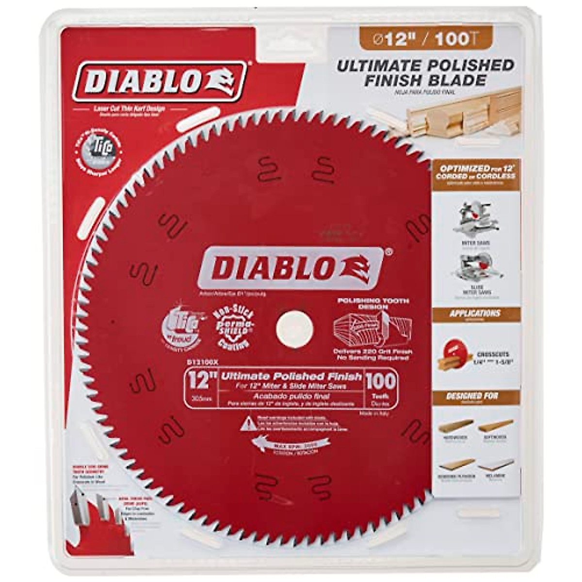 Freud D12100X 100 Tooth Diablo Ultra Fine Circular Saw Blade for Wood and Wood Composites, 12-Inch