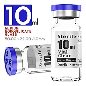 Ks-Tek Sterile Empty Vials with Self Healing Injection Port,with Flip Off Aluminum Cap,Sterile Package (10ml,10)