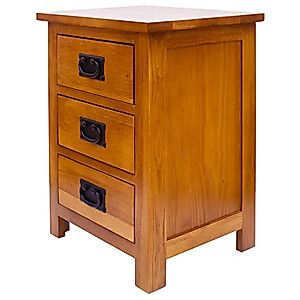 AERATI Oak Nightstands Side Table with 3 Drawers Storage Shelf Console Already Assembled Rustic