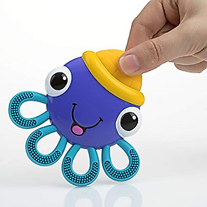 Nuby Vibe-eez Vibrating Teether - Battery Powered - Textured Surface and Easy to Grasp Toy for Baby Teething Relief - 3+ Months - Octopus