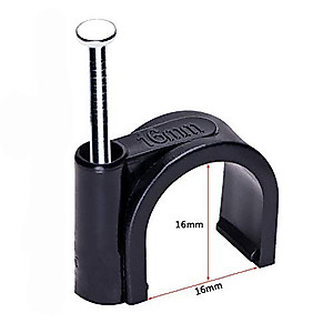 Mini Skater 16mm Nylon Steel Nail in Circle Ethernet Cable Clips Cord Holder Wire Management,Pack of 50.(Black)