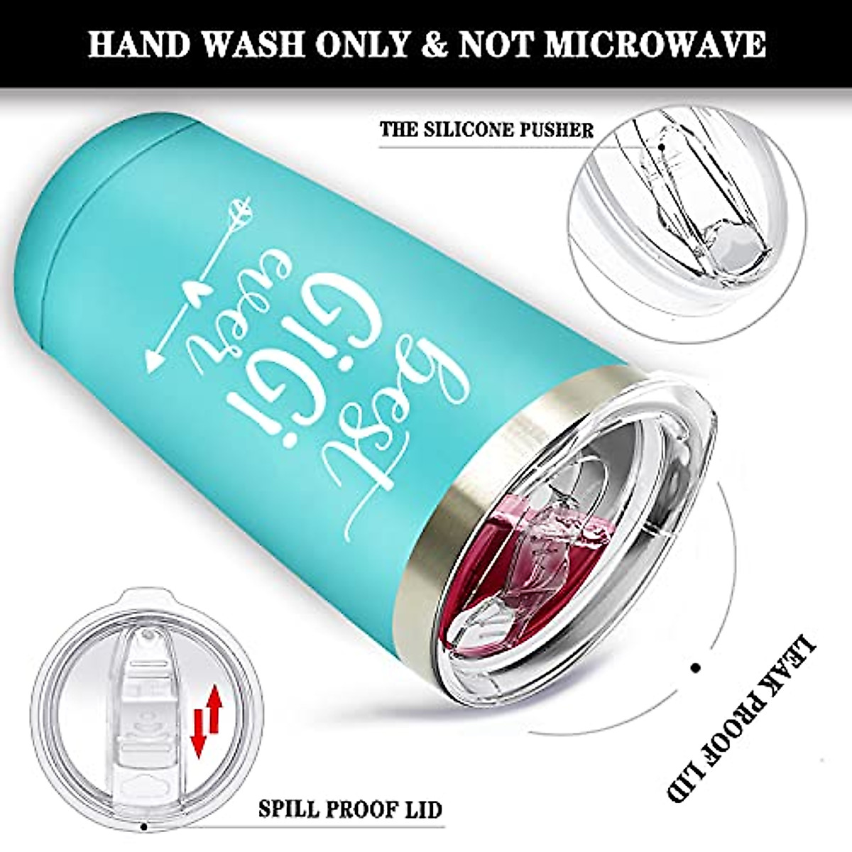 Fufandi Best Gigi Ever - Gigi Gifts for Grandma - Funny Christmas Gifts for New Grandma, Nana, Soon To Be Gigi, World's Best Gigi Tumbler Cup (20oz, Mint)