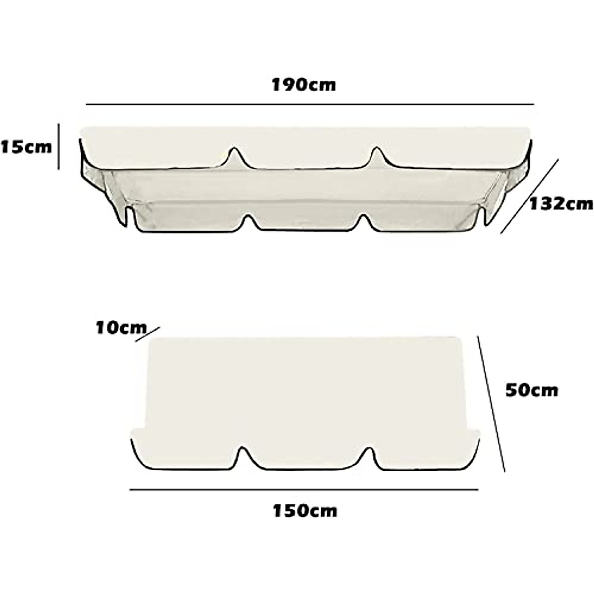 Outdoor Porch Swing Canopy Waterproof Top Cover Set, 2 & 3 Seater Garden Porch Seat Furniture Sun Shade Patio Swing Hammock Top Sunproof Cover for Garden, Poolside, Balcony (Red)