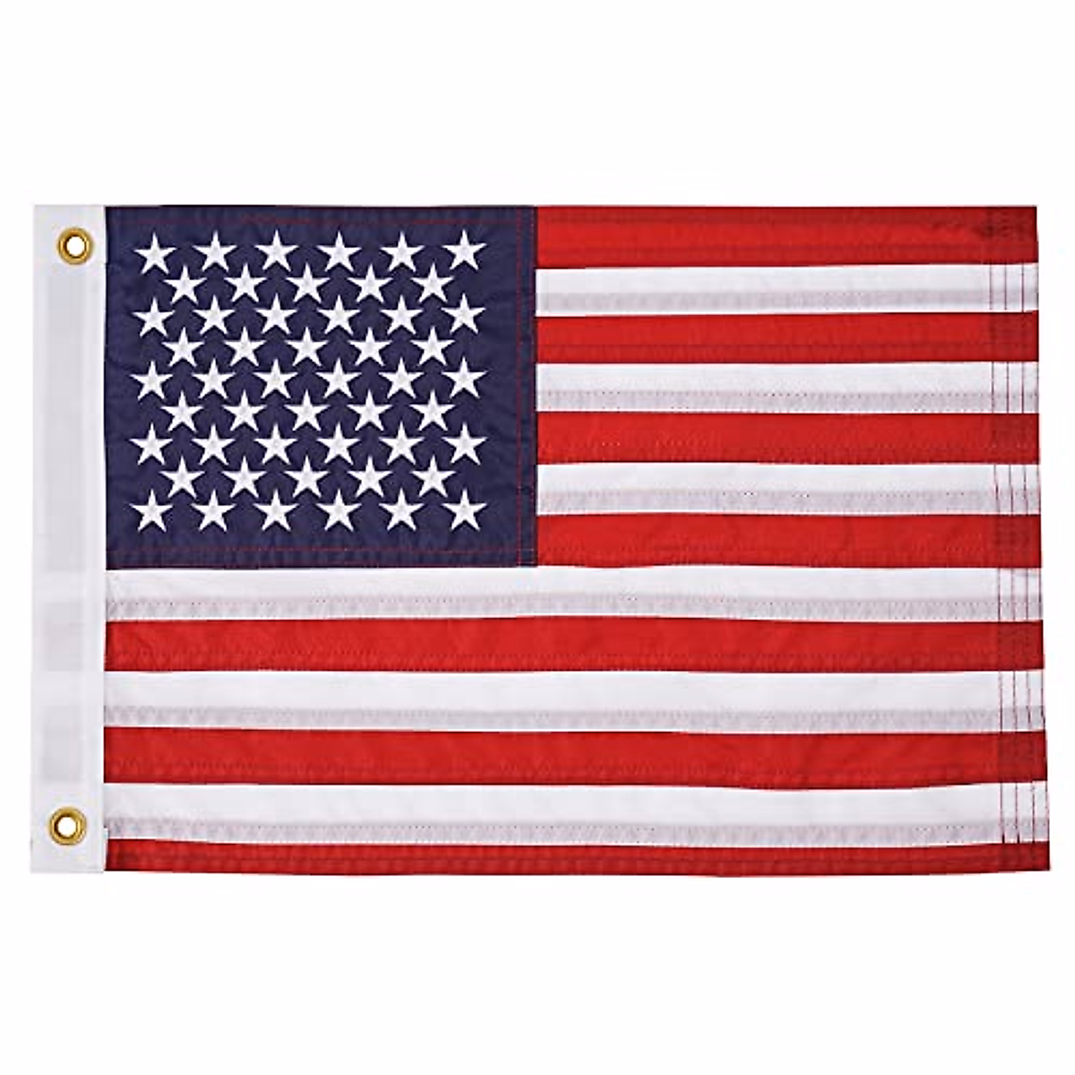 SYII American US Boat Flag 16x24 Inch Made in USA, Embroidery 50 Stars Ensign Nautical U.S.A Flags with 2 Brass Grommets, Heavy Duty Nylon Outdoor Banner for Yacht