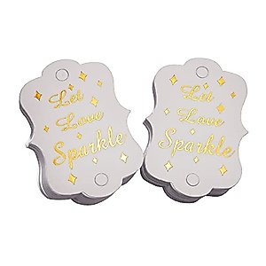 Kingsnow 100 Pack Gold Foil Let Love Sparkle Tags, Wedding Send Off Sparkle Tags Wedding Favor Tags Exit Sparkle Tags