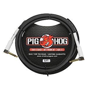 Briskdrop Pig Hog PH6RR High Performance 8mm Right-Angle 1/4'' Guitar Instrument Cable, 6 Feet - 2 Pack