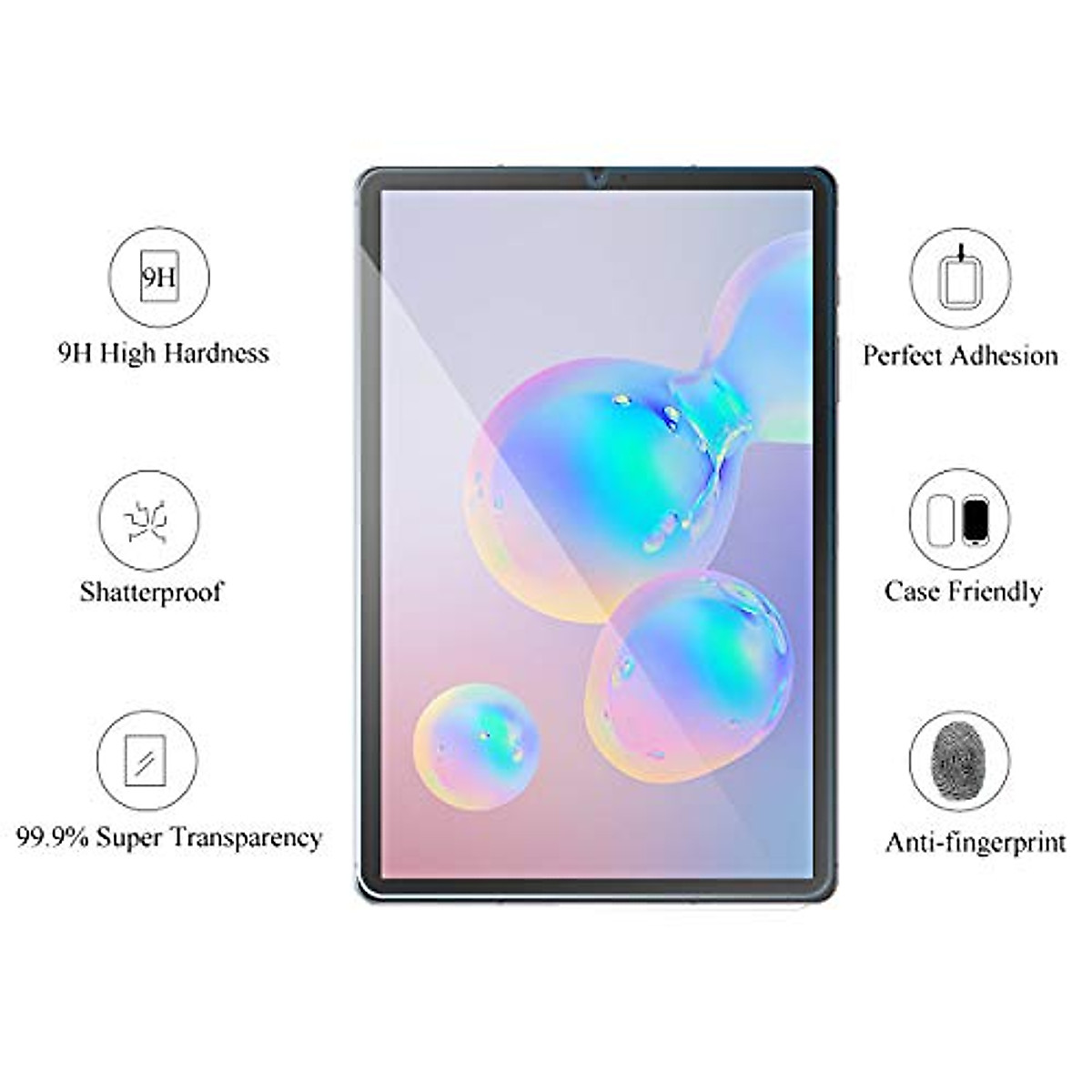 Ailun Screen Protector for Galaxy Tab S6, Tempered Glass 9H Hardness, 2.5D Edge, Ultra Clear, Anti-Scratch, Case Friendly