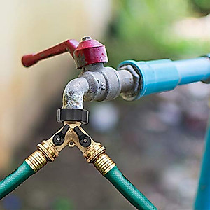 Lifynste 2 Way Brass Hose Splitter, 3/4" Brass Hose Connectors, Y Connector Garden Hose Adapter Connector, 2 Pack