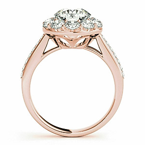 4.50 Ct Round Cut Simulated Diamond Flower Halo Wedding Ring 925 Sterling Silver 14K Rose Gold Finish Wedding Anniversary Gorgeous Promise Ring Gift For Her